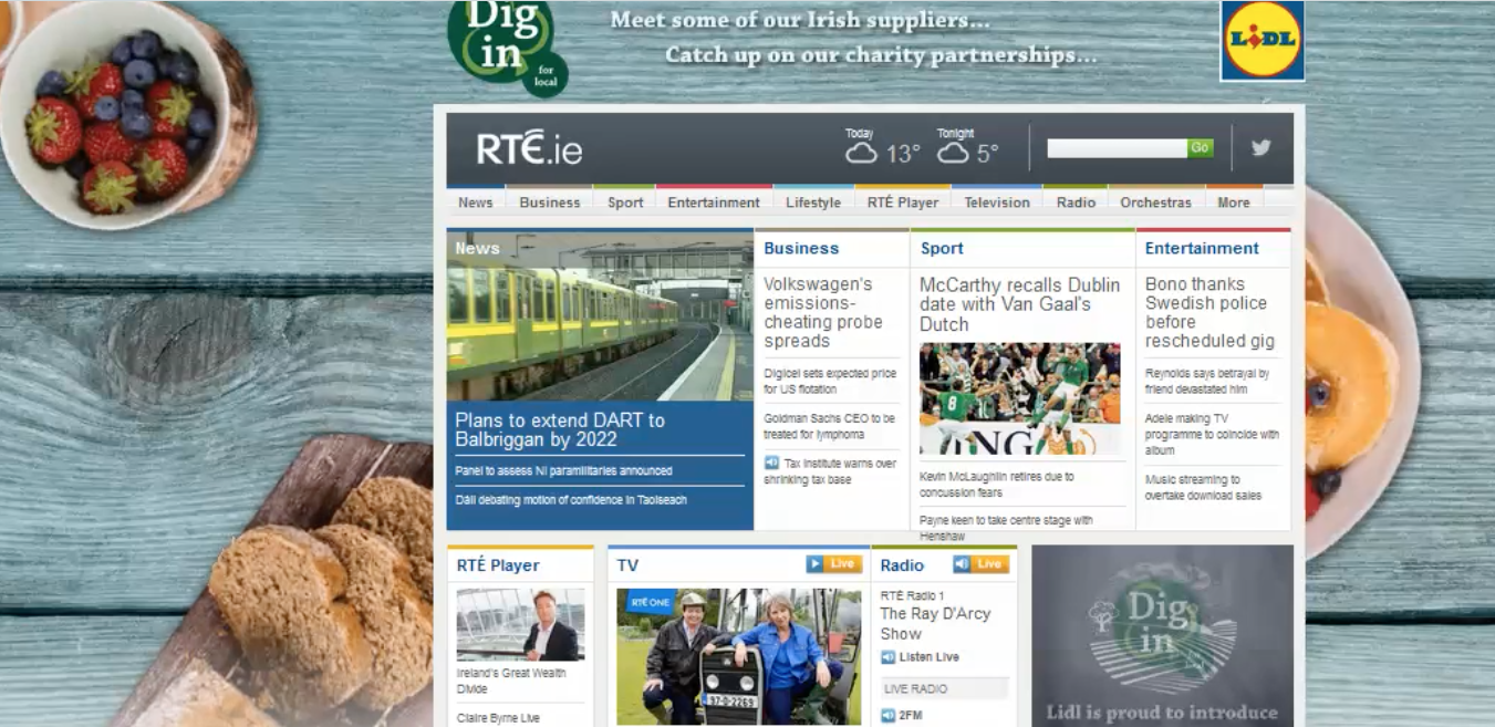 Rich Media Homepage Takeover HTML5 | Lidl Ireland | RTÉ Media Sales